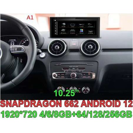 NAVIGATORE 10,25 AUDI A1 ANDROID 11 DAL 2010 TOUCH CARPLAY 6+128 QUALCOMM